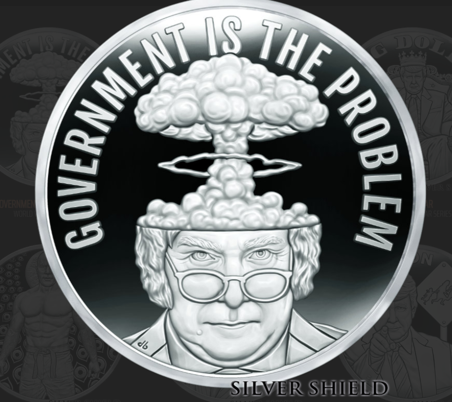 1oz Silver Shield Silver Proof 2024 GOVERNMENT IS THE PROBLEM ...
